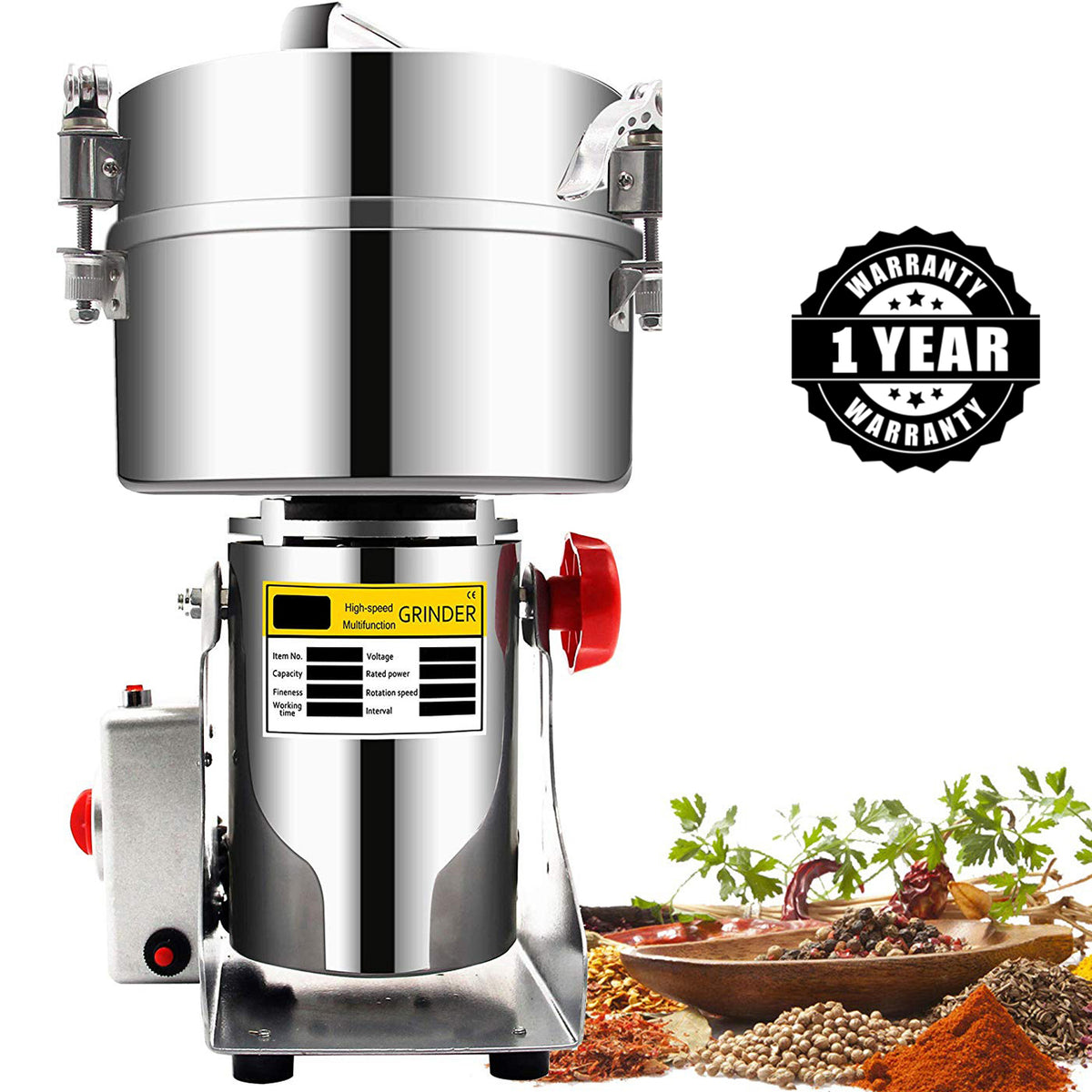 Certified Pro™ Electric Grain Grinder Machine Stainless Steel Pulverizer